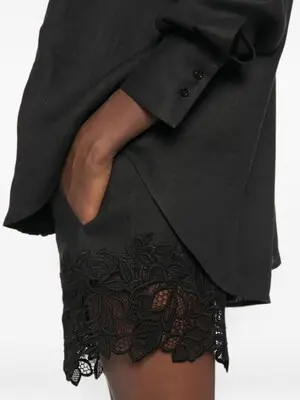 Ermanno Scervino Linen Shorts With Lace Embellishment