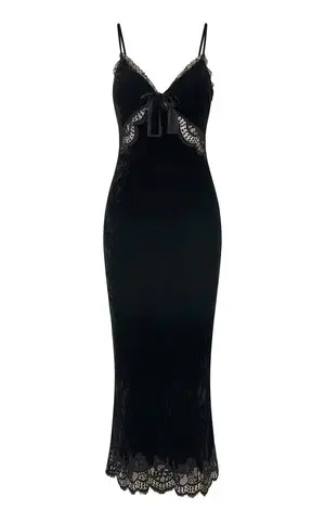 LoveShackFancy Solania Crushed Velvet Maxi Dress
