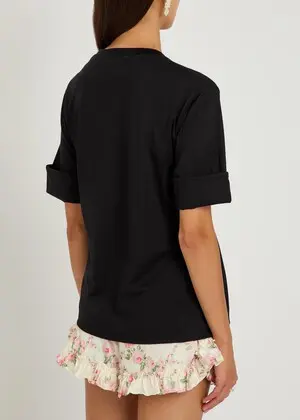 Simone Rocha Gathered Floral-appliqué Cotton T-shirt