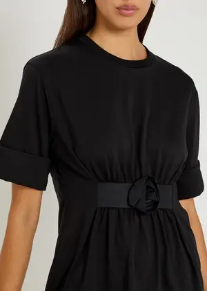 Simone Rocha Gathered Floral-appliqué Cotton T-shirt