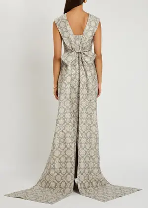 Huishan Zhang Floral Jacquard Gown