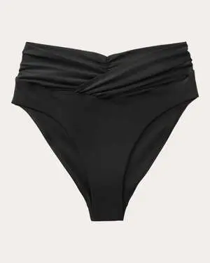 SEAQUELLE SWIM Bay Ruched Bikini Bottoms - Black