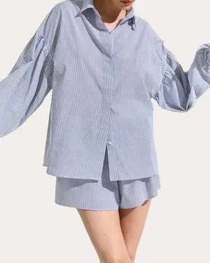 SEAQUELLE SWIM Seasuelle Swim Cloud Stripe Seersucker Shirt