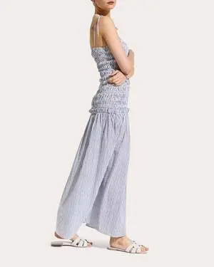 SEAQUELLE SWIM Eddy Smocked Stripe Drop-waist Maxi Dress