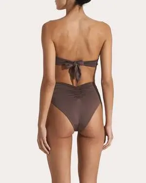 SEAQUELLE SWIM Haven Ruched High-rise Bikini Bottoms