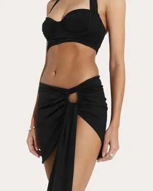 SEAQUELLE SWIM Haven Ruched O-ring Mini Skirt