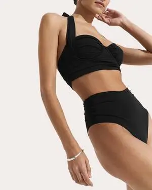 SEAQUELLE SWIM Ruched Underwire Longline Bikini Top