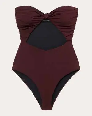 SEAQUELLE SWIM Ruched Cutout Halter One-piece Swimsuit