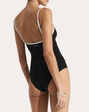 SEAQUELLE SWIM Ribbed One-piece With Sweetheart Neckline