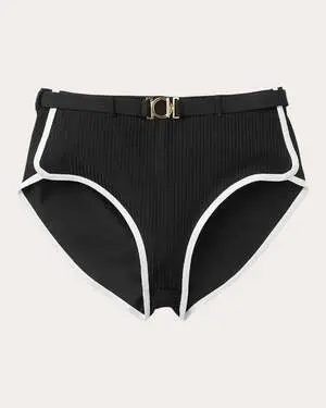 SEAQUELLE SWIM Ribbed Sport High-rise Bikini Bottoms - Black