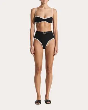 SEAQUELLE SWIM Ribbed Sport High-rise Bikini Bottoms