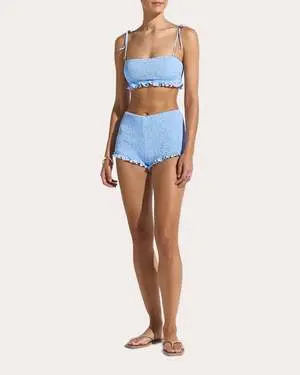 SEAQUELLE SWIM Sea Smocked Bandeau Bikini Top