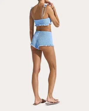 SEAQUELLE SWIM Sea Smocked Bandeau Bikini Top
