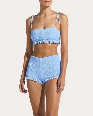 SEAQUELLE SWIM Sea Smocked Bandeau Bikini Top