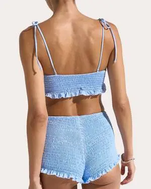 SEAQUELLE SWIM Sea Smocked Bandeau Bikini Top