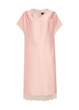 Simone Rocha Lace-trim Satin Midi Dress