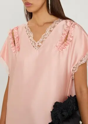 Simone Rocha Lace-trim Satin Midi Dress