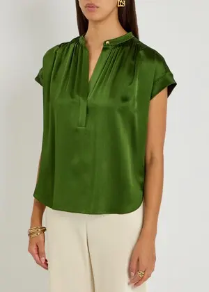Vince Gathered Silk Blouse