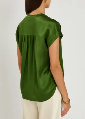 Vince Gathered Silk Blouse