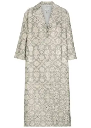 Huishan Zhang Floral Jacquard Cotton-blend Coat - Grey