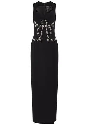 Huishan Zhang Izmara Crystal-embellished Crepe Maxi Dress - Black