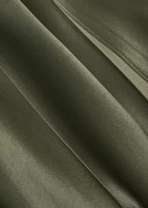 Vince Pleated Satin Midi Skirt
