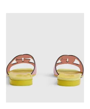 Gucci Interlocking Gg Cut-out Leather Sandals - Pink
