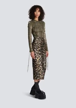 Balmain Animal-printed Midi Skirt