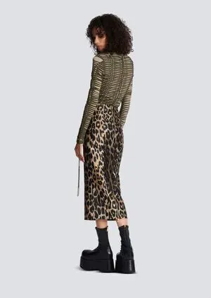 Balmain Animal-printed Midi Skirt