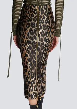 Balmain Animal-printed Midi Skirt