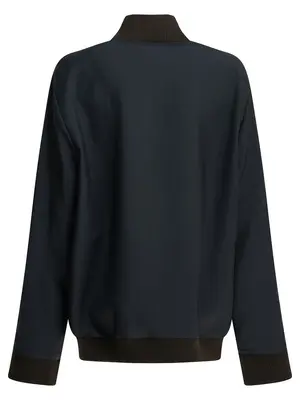 Miu Miu Zip-up Blouson Jacket With Racing Stripes - Black