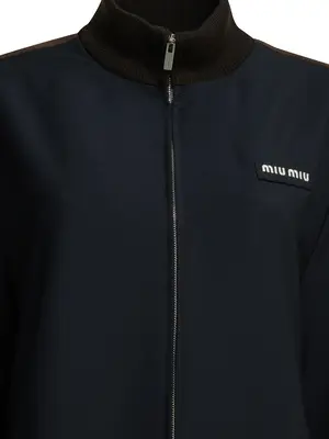 Miu Miu Zip-up Blouson Jacket With Racing Stripes - Black