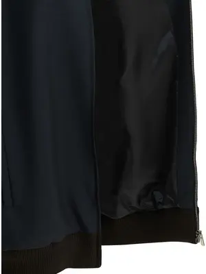 Miu Miu Zip-up Blouson Jacket With Racing Stripes - Black