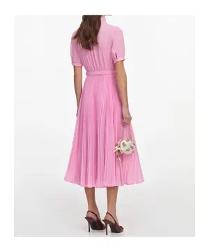 SELF-PORTRAIT Georgette Tie Neck Midi Dress