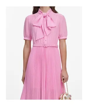 SELF-PORTRAIT Georgette Tie Neck Midi Dress