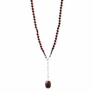 AMONTA Gemstone Pendant Necklace With Sterling Silver Accents - Silver/black