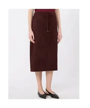 Max Mara Suede Midi Skirt - Deep Red