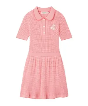 Bonpoint Short-sleeve Collared Dress With Cherry Applique