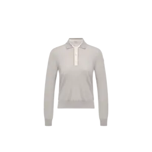 Moncler Long Sleeve Wool Polo Shirt - Gray