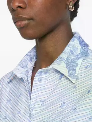 Ermanno Scervino Striped Cotton Shirt With Lace Collar