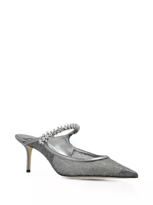 JIMMY CHOO Bing Crystal-embellished Mesh Mules
