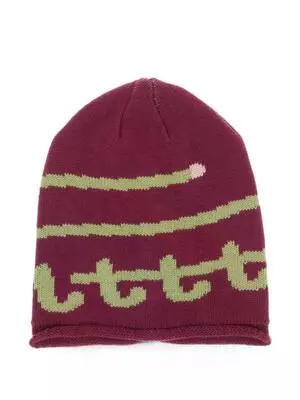 LITT' Swirl Knit Cotton Beanie - Red