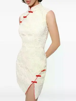 ANOUKI Textured Mini Dress With Bow Embellishment