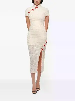 ANOUKI High-neck Midi Dress With Bow Embellishment
