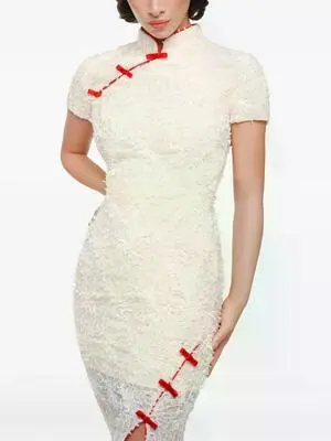ANOUKI High-neck Midi Dress With Bow Embellishment