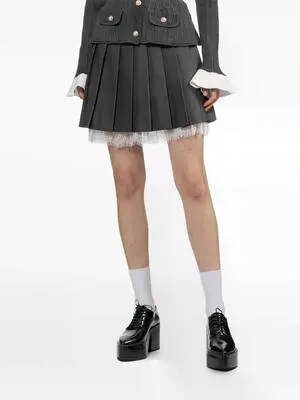 SELF-PORTRAIT Lace-trim Pleated Mini Skirt