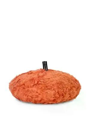 Moschino Bouclé Texture Beret - Orange