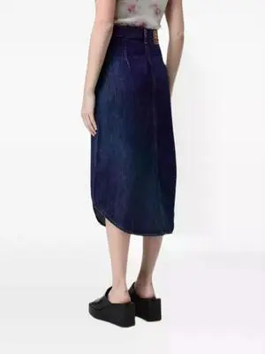 DIESEL® Button-up Curved-hem Midi Skirt