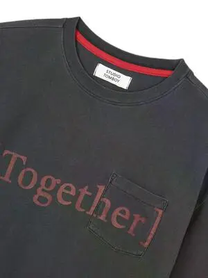 STUDIO TOMBOY Slogan Print Chest Pocket T-shirt - Grey