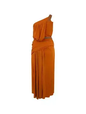 Alberta Ferretti One-shoulder Midi Dress - Orange